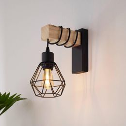 Eglo Wandleuchte Townshend, Breite 14 cm, schwarz/eiche