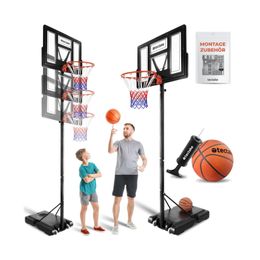 TecTake&reg; Basketballkorb, Outdoor, verstellbare Korbh&ouml;he 230 - 305 cm, mit Rollen, inklusive Ball, Pumpe und 2 Netze