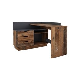 ByLiving Winkelschreibtisch BELFAST, Breite 129 cm, Old Wood/anthrazit