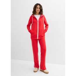 bonprix Stretch-Jogginganzug aus Baumwolle (2-tlg.Set), rot, mit Baumwolle