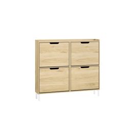 sobuy Schuhschrank mit 4 T&uuml;ren Holzfarbe 19x100x89,99cm Minimalistisch