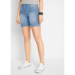 bonprix Jeansshorts Slim Fit Mid Waist 2er Pack, blau, mit Baumwolle