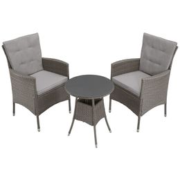 Konifera "Balkonset "Mailand" Set, 2 Sessel, Tisch &Oslash; 50 cm, inkl. Auflagen, 7 Stk. tlg. Polyrattan, Tischplatte aus Sicherheitsglas, verzinkter Stahl