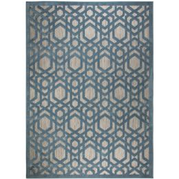 Teppich FLAIR RUGS "Oro", blau, B:120cm H:4mm L:170cm, Kunstfaser, Teppiche, Teppich, fu&szlig;bodenheizungsgeeignet, samtartiger Flor, geometrisch gemustert