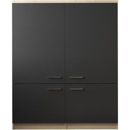 Mehrzweckschrank-Set respekta "Merle", schwarz, B:120cm H:144,9cm T:60cm, Kastenm&ouml;bel-Sets, Breite 120 cm, mit Soft-Close Funktion, Stangengriffe aus Metall