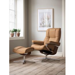 stressless "Mayfair" Set, Relaxsessel mit Hocker, mit Hocker, mit Cross Base, Gr&ouml;&szlig;e S, M & L, Holzakzent Braun
