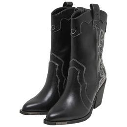 Stiefel Buffalo "Buffalo WEST BOOT MID - VEGAN NAPPA", Damen, Gr. 39, schwarz, wei&szlig;, unifarben, Schuhe Stiefel