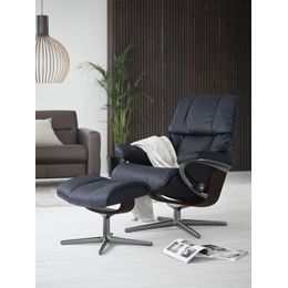 stressless "Reno" Set, Relaxsessel mit Hocker, mit Hocker, mit Cross Base, Gr&ouml;&szlig;e S, M & L, Holzakzent Braun