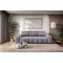 3-Sitzer OTTO HOME "AZITA optionale Schlafsofa mit Bettkasten, Breite 253cm", grau, B:253cm H:87,5cm T:113cm, 100% Polyester, Sofas, Sofa mit Wellenunterfederung, Bubble-Optik, Verl&auml;ssliche Qualit&auml;t