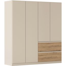 Dreht&uuml;renschrank Rauch "Kleiderschrank Schrank Garderobe W&auml;scheschrank Schlafzimmer JOEL", beige (champagner), eiche artisan, B:181cm H:197cm T:54cm, Holzwerkstoff, Schr&auml;nke, Dreht&uuml;renschrank, mit zwei Schubladen, mit Push-to-Open Funktion MADE IN GERMANY