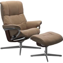 stressless "Mayfair" Set, Relaxsessel mit Hocker, mit Hocker, mit Cross Base, Gr&ouml;&szlig;e S, M & L, Holzakzent Braun