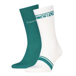 Socken Calvin Klein "CK MEN SOCK 2P LOGO STRIPE", Damen, jade gr&uuml;n, Obermaterial: 71% Baumwolle, 27% Polyamid, 2% Elasthan, Socken Socken