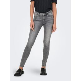 Skinny-fit-Jeans Only "ONLWAUW MID WAIST SK LANK COIN PKT DNM X", Damen, Gr. M (38), L&auml;nge 30, grau (grau denim), Denim/Jeans, Obermaterial: 64% Baumwolle, 31% Polyester, 3% Viskose, 2% Elasthan, unifarben, skinny fit, Jeans