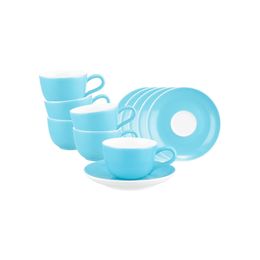 Tasse Seltmann Weiden "Espressotasse mit Untertasse Liberty Pure Colors 90 ml 6er Set", blau (lagoon blau), 12 tlg., Porzellan, Trinkgef&auml;&szlig;e, Tasse