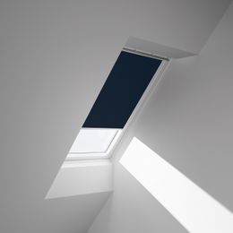Verdunklungsrollo Velux "DKL C04 1100SWL", blau (dunkelblau, wei&szlig;), C04, stufenlos positionierbar, Aluminium, Polyester, Rollos, Verdunklungsrollo, wei&szlig;e F&uuml;hrungsschienen & Griffleiste