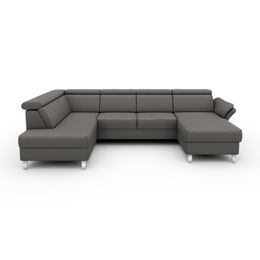 Sit & More Wohnlandschaft SIT & MORE "Vincenzo U-Form", grau, B:317cm H:84cm T:93cm, Sofas, Wohnlandschaft, inklusive Kopfteilverstellung, wahlweise mit Bettfunktion, Bettkasten