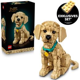Konstruktionsspielsteine Lego "Golden Retriever Welpe (11384), Lego Icons", beige, Spielbausteine, Kinder, Kunststoff
