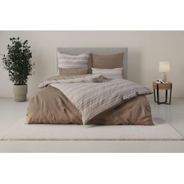 Bettw&auml;sche Bruno Banani "Dana", taupe, B/L: 135cm x 200cm, 1 Stk., 1 Stk., Renforc&eacute;, B/L: 40cm x 80cm, 2 Stk., Renforc&eacute;, Obermaterial: 100% Baumwolle, Bettw&auml;sche, Bettw&auml;sche, in Gr. 135x200 oder 155x220 cm, 100% Baumwolle, Renforc&eacute;