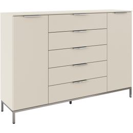 Kombikommode Rauch "Kommode T&uuml;rkommode Sideboard Kombikommode FLIPP", beige (beige (champagner)), B:160cm H:111cm T:42cm, Holzwerkstoff, Sideboards, Kombikommode, 2-t&uuml;rig mit 5 Schubladen und Soft-Close-Funktion in zwei Breiten