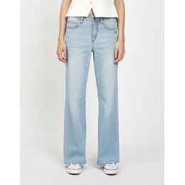 Weite Jeans Gang "94AMELIE WIDE", Damen, Gr. 28, N-Gr, chilled blau, Denim/Jeans, Obermaterial: 93% Baumwolle, 5% Elastomultiester, 2% Elasthan, weit lang, Jeans, mit geradem Beinverlauf, weicher Denim