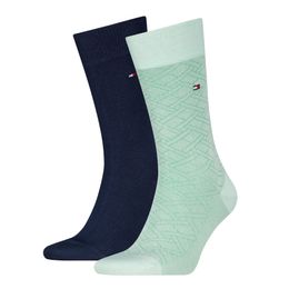 Socken Tommy Hilfiger "TH MEN SOCK 2P AOP FLAG", Damen, Gr. 39-42, fresh gr&uuml;n, Obermaterial: 74% Baumwolle, 24% Polyamid, 2% Elasthan, Socken Socken