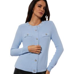 WITT Damen Cardigan im Baumwoll-Modal-Mix, eisblau, Gr&ouml;&szlig;e 38