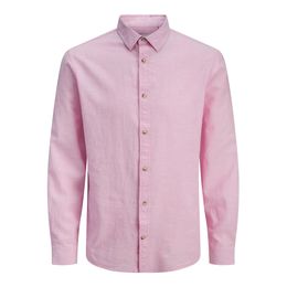 Jack & Jones Langarmhemd JACK & JONES "JJESUMMER LINEN BLEND SHIRT L/S SN", Herren, Gr. L, N-Gr, prism pink, Web, Obermaterial: 70% Baumwolle, 30% Leinen, unifarben, normal normal, Hemden, Baumwollmischung, regular fit
