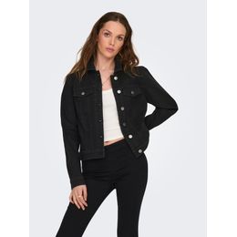 Jeansjacke Only "ONLWONDER &ndash; Jeansjacke in kurzer Form mit Stretch", Damen, Gr. S, schwarz, Denim/Jeans, Obermaterial: 70% Baumwolle, 21% Polyester, 8% Viskose, 1% Elasthan, unifarben, normal, Jacken Jeansjacke, figurbetont, casual, Denim, Baumwollmischung, Brusttaschen