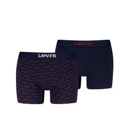 Levi's Boxershorts LEVI'S "LEVIS MEN LOGO AOP BOXER BRIEF 2P", Herren, Gr. L, navy, rot, Obermaterial: 95% Baumwolle, 5% Elasthan, Unterhosen