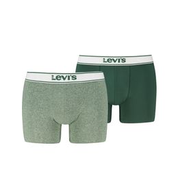 Levi's Boxershorts LEVI'S "LEVIS MEN VNTG HTR BOXER BRIEF 2P", Herren, Gr. L, khaki, Obermaterial: 95% Baumwolle, 5% Elasthan, k&ouml;rpernah, Unterhosen, ohne Eingriff, uni, meliert, Logo-Bund, elastisch