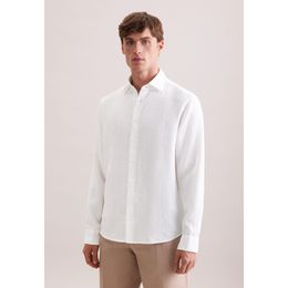 Leinenhemd Seidensticker "Schwarze Rose", Herren, Gr. M (40), normale &Auml;rmell&auml;ngen, wei&szlig;, 100% Leinen, unifarben, tailored fit, 2-Knopf-Manschette, Hemden, Shaped 1/1 Kentkragen Uni