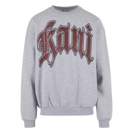 Rundhalspullover Karl Kani "Karl Kani KK Kani Inside Out Crew", Herren, Gr. L, grau, 65% Baumwolle, 35% Polyester, mehrfarbig, relaxed fit, Rundhals, Pullover Rundhalspullover