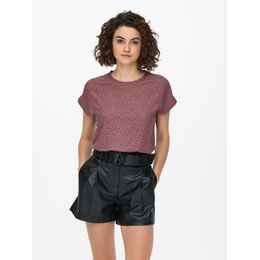 Kurzarmshirt Only "ONLSMILLA LIFE S/S TOP JRS NOOS", Damen, Gr. S, rose braun, Jersey, Obermaterial: 95% Polyester, 5% Elasthan, unifarben, regular fit normal, Rundhals, Shirts, regular fit, modisch, Single Jersey, Materialmix, Rundhals