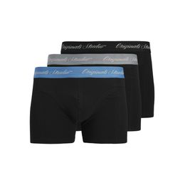 Jack & Jones Trunk JACK & JONES "JACNORREBRO SOLID TRUNKS 3 PACK NOOS", Herren, Gr. S, 3 Stk., schwarz (schwarz detail:marina wb, tradewinds wb, schwarz wb), Jersey, Obermaterial: 95% Baumwolle, 5% Elasthan, unifarben, bequem, Unterhosen