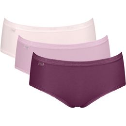 Midislip Sloggi "Basic+ Midi C3P", Damen, Gr. 38, bunt (multiple colours 13), Single Jersey, Obermaterial: 95% Baumwolle, 5% Elasthan, k&ouml;rpernah, Unterhosen, perfekter Sitz