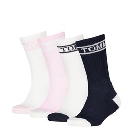 Socken Tommy Hilfiger "TH KIDS SOCK 4P SPORT TOMMY ECOM", Damen, Gr. 31-34, tommy original, pink, Obermaterial: 73% Baumwolle, 25% Polyamid, 2% Elasthan, Socken Socken