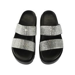 Sandale Buffalo "Buffalo RAYA TSS SPARK", Damen, Gr. 39, schwarz, silber, Polyurethan, unifarben, Schuhe Sandale