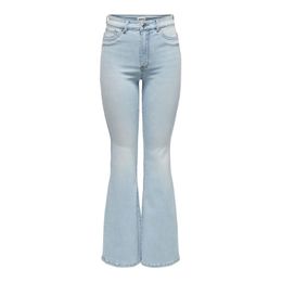 Bootcut-Jeans Only "ONLLUSH MW RETRO FLARED DNM", Damen, Gr. L, L&auml;nge 32, light blau denim, Denim/Jeans, Obermaterial: 64% Baumwolle, 31% Polyester, 3% Viskose, 2% Elasthan, unifarben, bootcut fit lang, Jeans, Materialmix, bootcut fit, Regular Waist, Retro-Fit