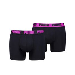 Boxershorts Puma "Puma MEN EVERYDAY BASIC BOXERS 2P", Herren, Gr. L, electric orchid, schwarz, Jersey, Obermaterial: 95% Baumwolle, 5% Elasthan, k&ouml;rpernah, Unterhosen, mit Puma Webbund