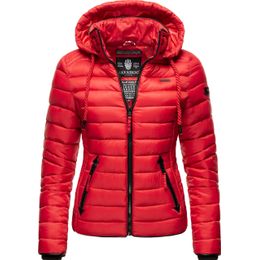 Steppjacke Navahoo "Lulana", Damen, Gr. XS (34), rot, Oberstoff: 100% Nylon; Futter: 100% Polyester; Wattierung: 100% Polyester; &Auml;rmelfutter: 100% Polyester, kontrastfarbene Details, figurbetont h&uuml;ftlang, &Auml;rmel ohne &Auml;rmelschlitz Rippstrickb&uuml;ndchen kontrastfarben, Jacken Steppjacke, leichte &Uuml;bergangsjacke mit Kapuze