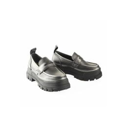 Stiefel Buffalo "Buffalo Aspha Loafer Vntg Vegan Nappa", Damen, Gr. 38, pewter, schwarz, Leder, unifarben, Schuhe Stiefel