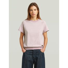 G-Star Raw T-Shirt G-STAR "Raglan T-Shirt", Damen, Gr. L, burnished lila, milk stripe, Obermaterial: 100% Baumwolle, Shirts T-Shirt