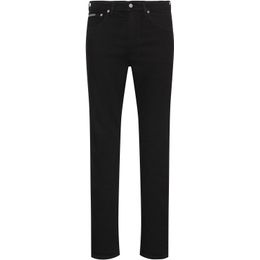 Skinny-fit-Jeans Calvin Klein Jeans "SKINNY", Herren, Gr. 32, L&auml;nge 34, ck classic schwarz, Denim/Jeans, Obermaterial: 80% Baumwolle, 12% Polyester, 6% Elastomultiester, 2% Elasthan, skinny fit kn&ouml;chellang, Jeans, mit Leder-Badge