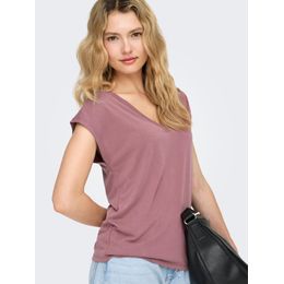 V-Shirt Only "ONLFREE S/S MOD.V-NECK TOP JRS NOOS", Damen, Gr. S, rose braun, Jersey, Obermaterial: 70% Modal, 30% Polyester, unifarben, regular fit normal, V-Ausschnitt, Shirts
