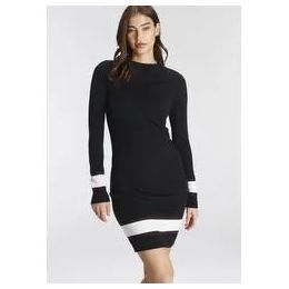 Strickkleid AJC, Damen, Gr. 46, N-Gr, schwarz (schwarz, rot), Feinstrick, Obermaterial: 50% Viskose, 28% Polyester, 22% Polyamid, gestreift, figurbetont kurz, Rippb&uuml;ndchen, Kleider Strickkleid, mit Kontraststreifen aus weicher Viskosemischung