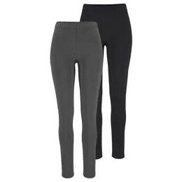 Leggings BOYSEN'S, Damen, Gr. 38S, N-Gr, grau (grau, melange, schwarz), Jersey, Obermaterial: 95% Baumwolle, 5% Elasthan. Obermaterial Melange: 57% Baumwolle, 38% Polyester, 5% Elasthan, meliert, unifarben, Basic, sehr figurbetont kn&ouml;chellang, Hosen Leggings, mit Baumwolle NEUE FARBE