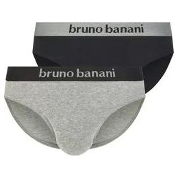 Slip Bruno Banani "Flowing", Kinder, Gr. 3XL, grau (graumelange, schwarz), Obermaterial: 93% Baumwolle, 7% Elasthan, unifarben mit Farbeinsatz, eng, Unterhosen Slip, mit Logobund