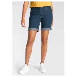 Jeansbermudas Arizona, Damen, Gr. 46, N-Gr, blau (blau washed), Denim/Jeans, Obermaterial: 81% Baumwolle, 17% Polyester, 2% Elasthan, Basic, comfort fit kurz, Jeans, weite Passform, kurze Beinform, hohe Leibh&ouml;he