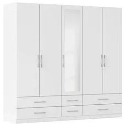 Kleiderschrank Rauch "Schrank Garderobe W&auml;scheschrank HERSBRUCK in 2 Breiten", wei&szlig; (alpinwei&szlig;), B:226cm H:210cm T:54cm, Holzwerkstoff, Schr&auml;nke, Kleiderschrank, mit 6 gro&szlig;z&uuml;gigen Schubladen sowie Spiegelt&uuml;ren MADE IN GERMANY