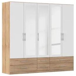 Kleiderschrank Rauch "Schrank Garderobe W&auml;scheschrank HERSBRUCK in 2 Breiten", wei&szlig; (eiche sonoma, alpinwei&szlig;), B:226cm H:210cm T:54cm, Holzwerkstoff, Schr&auml;nke, Kleiderschrank, mit 6 gro&szlig;z&uuml;gigen Schubladen sowie Spiegelt&uuml;ren MADE IN GERMANY